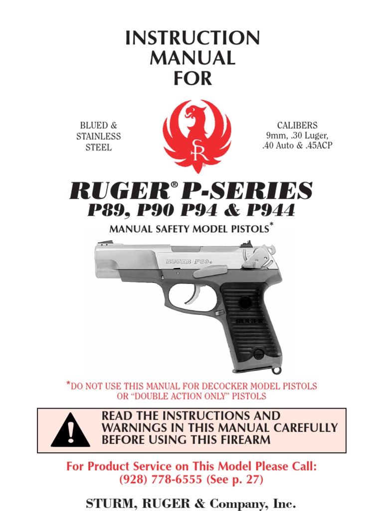 Ruger p89-p944 Manual Safety | PDF | Trigger (Firearms) | Handgun