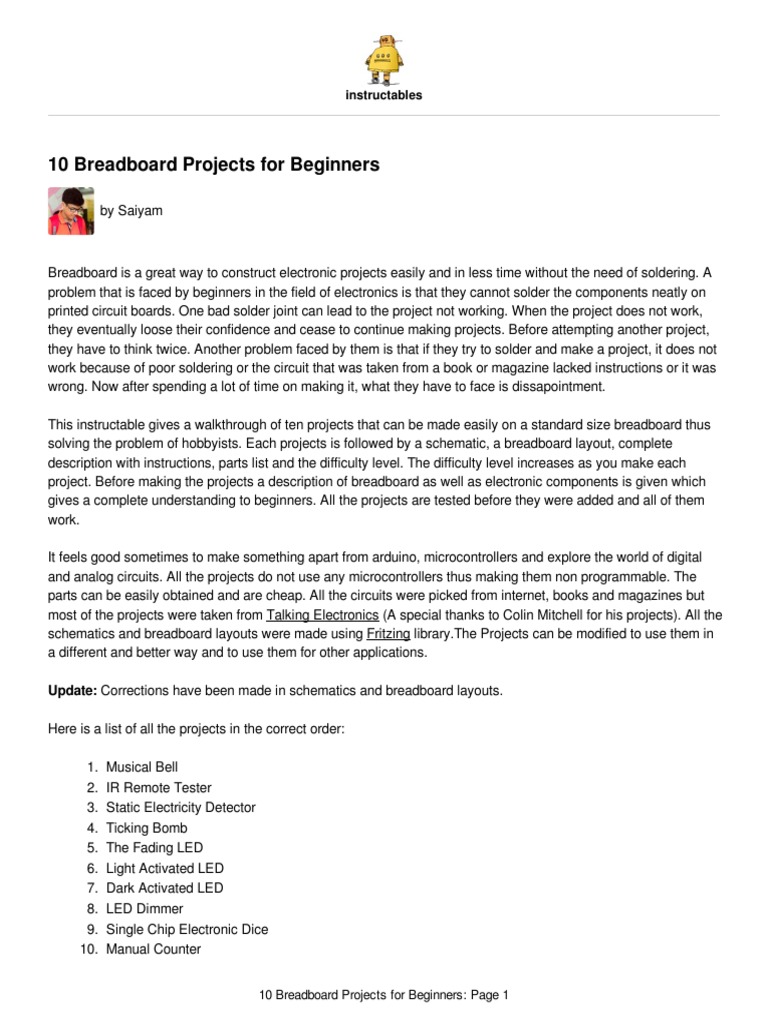 10 Breadboard Projects for Beginners: A Guide to Creating Simple ...