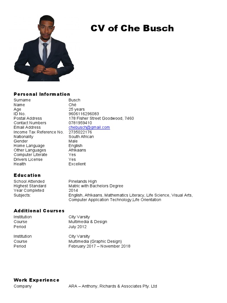 CV of Che Busch: Personal Information | PDF
