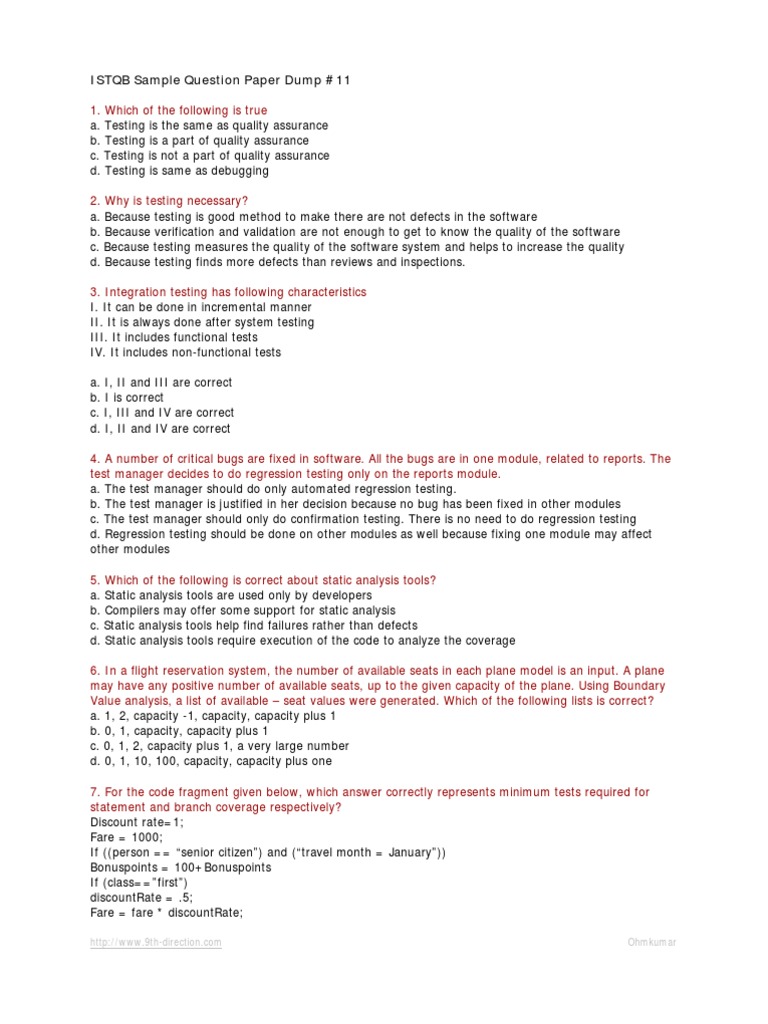 ISTQB Question Paper | PDF | Business | Computers