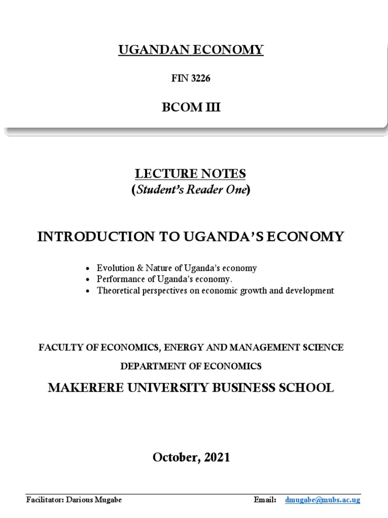 Introduction To Uganda Economy | PDF | Economic Growth | Gross Domestic ...