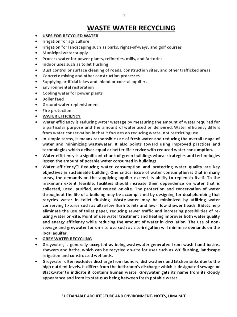 Waste Water Recycling: Uses For Recycled Water | PDF | Sewage Treatment ...