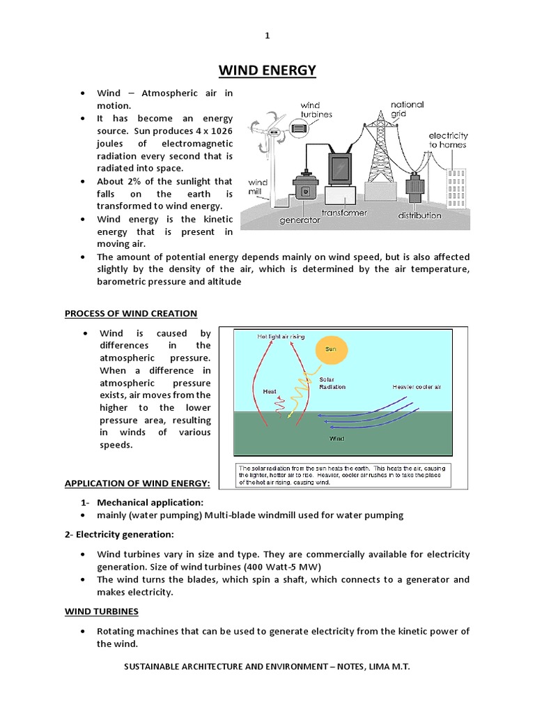 Wind Energy: Process of Wind Creation | PDF | Wind Power | Wind Turbine