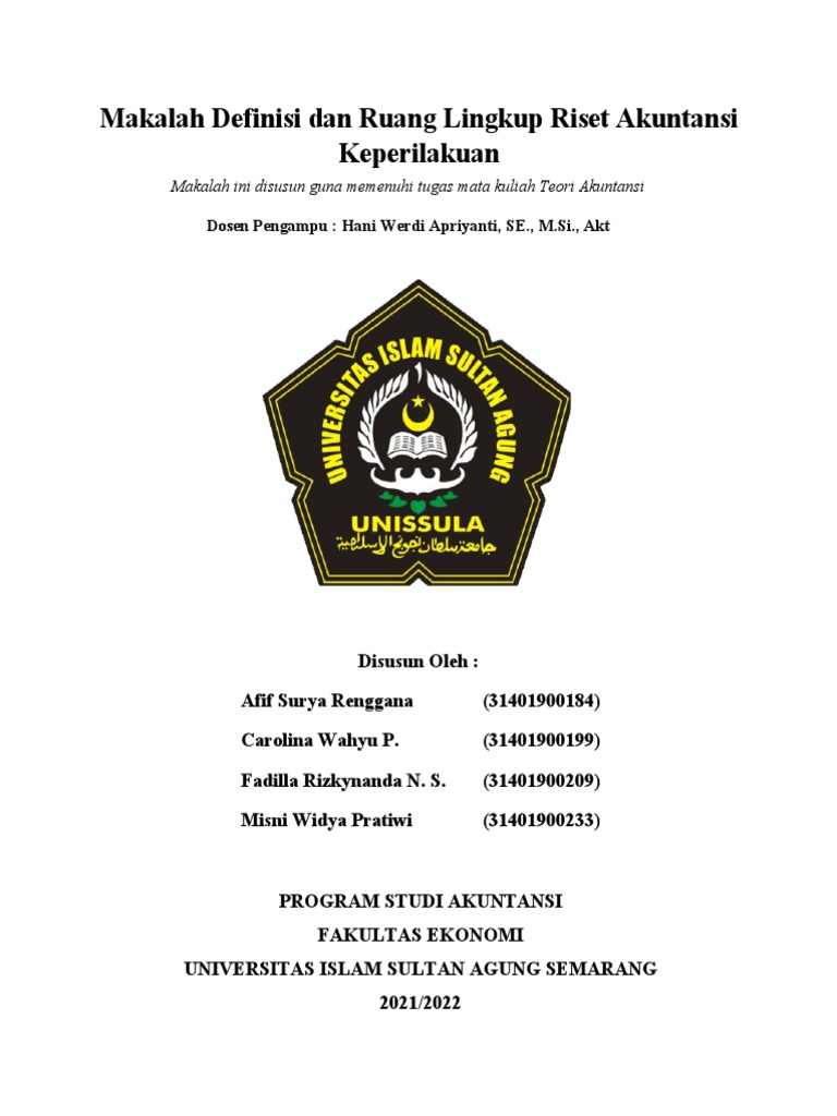Makalah Definisi Dan Ruang Lingkup Riset Akuntansi Keperilakuan | PDF