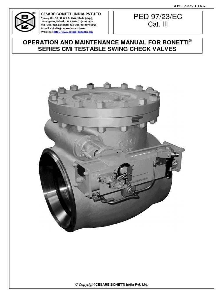PED 97/23/EC: Operation and Maintenance Manual For Bonetti Series Cmi ...