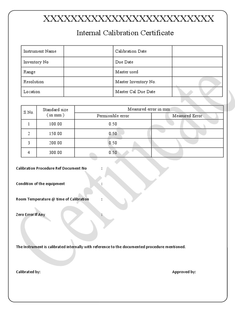 Internal Calibration Certificate | PDF