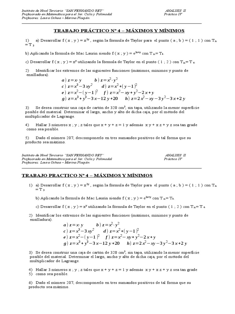 Maximización y minimización de funciones y problemas de optimización ...