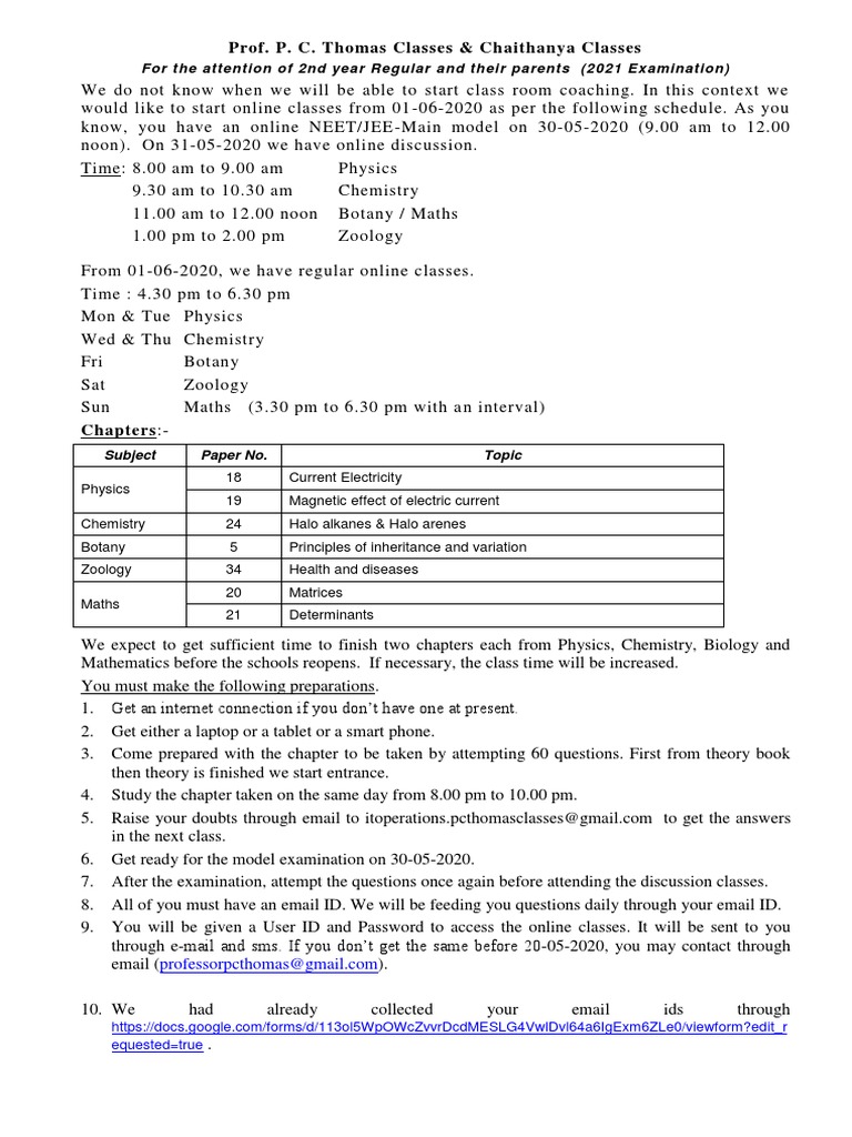 Prof. P. C. Thomas Classes & Chaithanya Classes | PDF | Physics