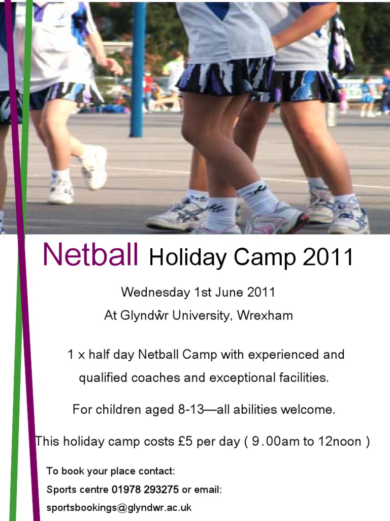 Kids' Netball Camp at Glyndŵr | PDF | Team Sports | Sports