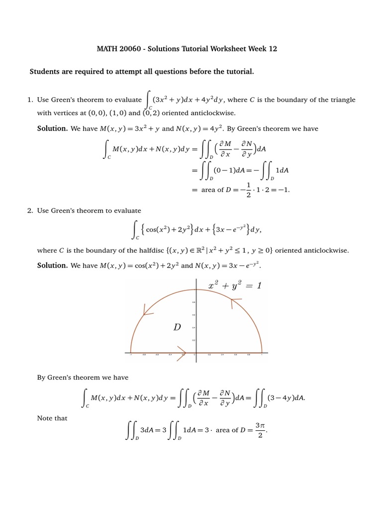 MATH20060 - Tutorial Week 12 Solutions | PDF | Mathematics ...