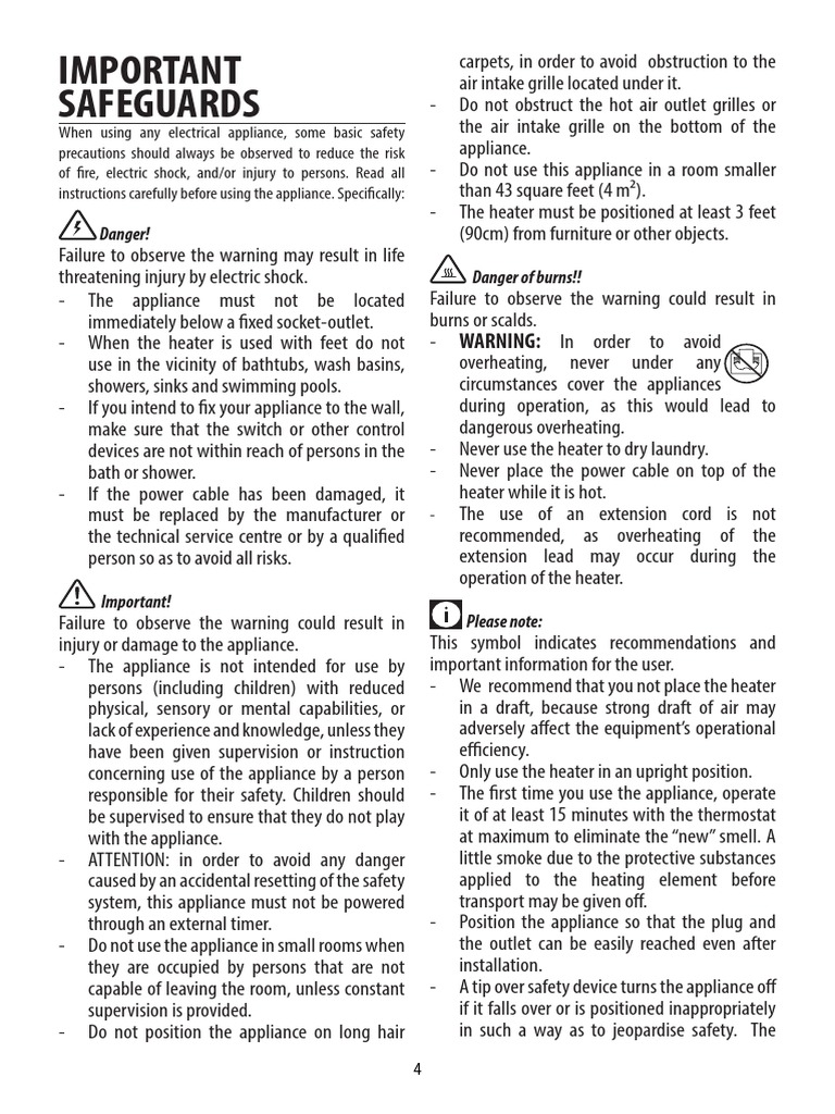 Important Safeguards: Danger! | PDF | Ac Power Plugs And Sockets ...