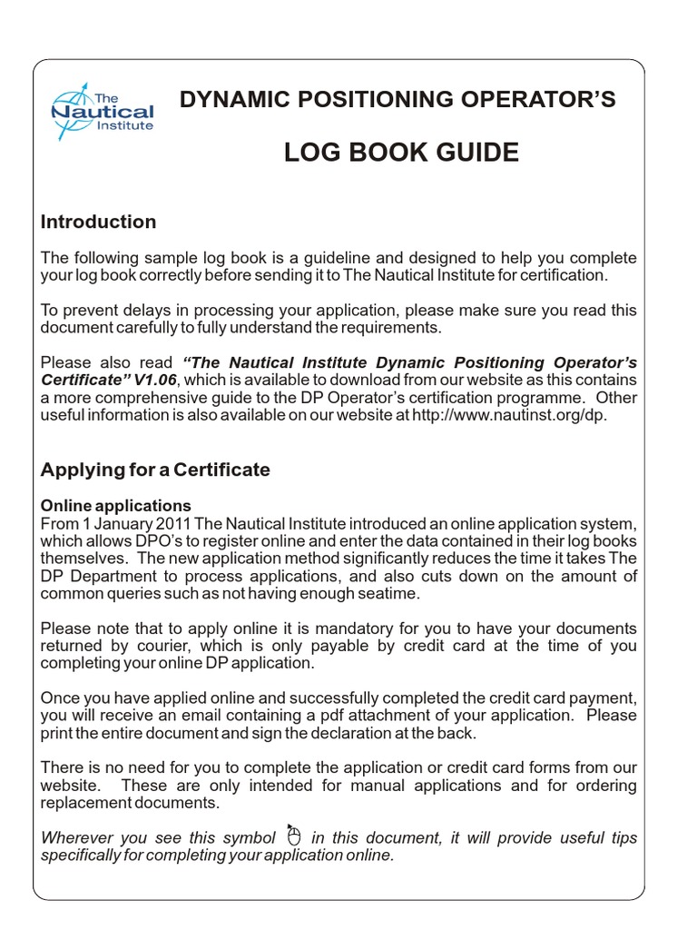 Log Book Guide: Dynamic Positioning Operator'S | PDF | Credit Card ...