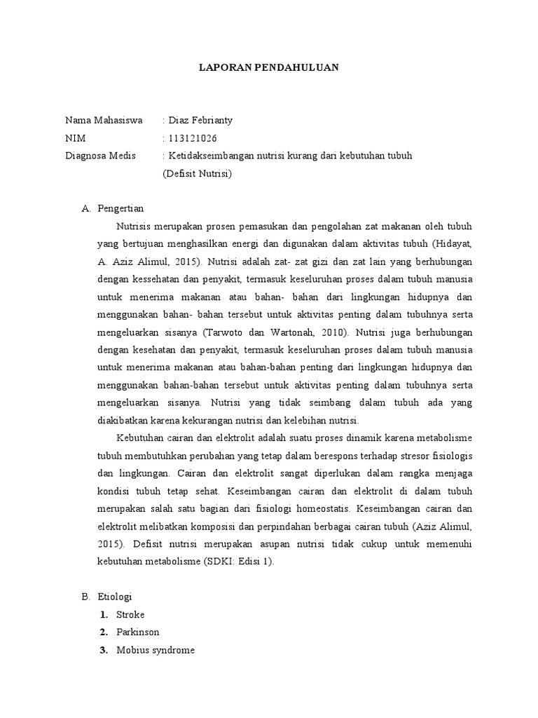 Laporan Defisit Nutrisi | PDF