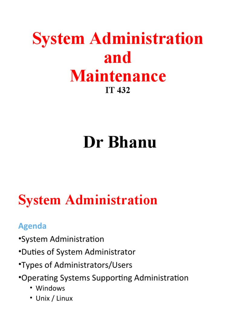 PPT1 - Intro - System Administration | PDF | System Administrator | Operating System