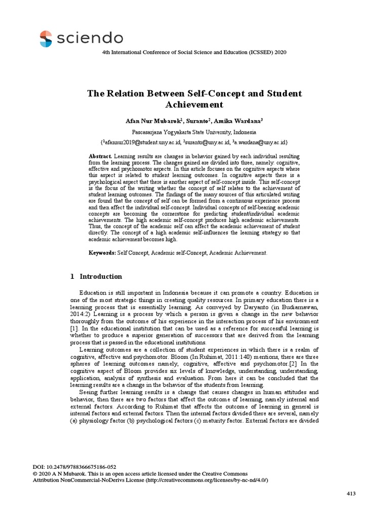 The Relation Between Self Concept and Student Achi | PDF | Self Concept ...