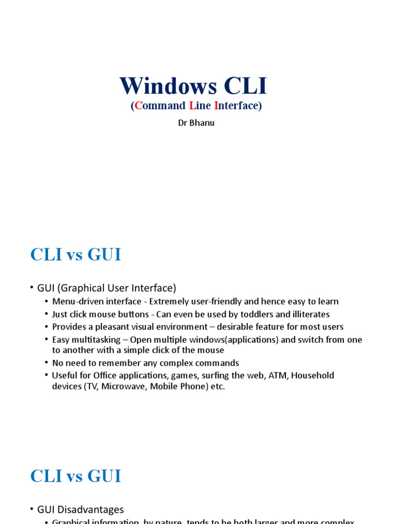 Windows CLI: (Ommand Ine Nterface) | PDF | Graphical User Interfaces | Command Line Interface