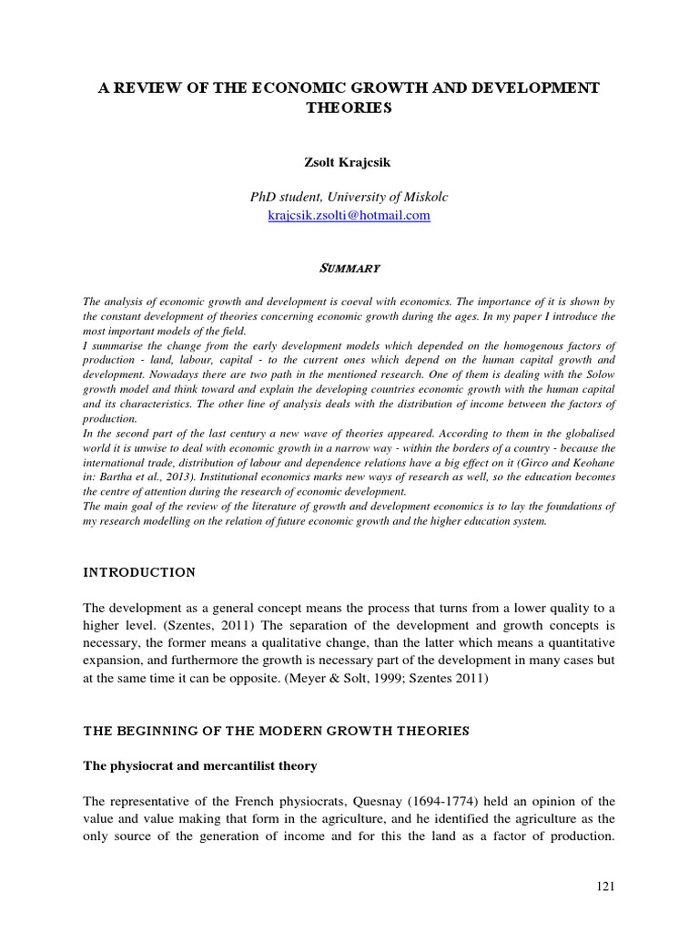 Economic Growth Theories Review | PDF | Economic Growth | Neoclassical ...