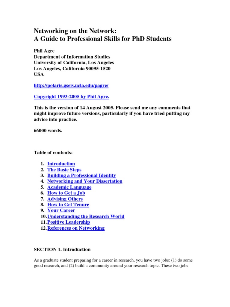 Networking On The Network | PDF | Thesis | Conversation