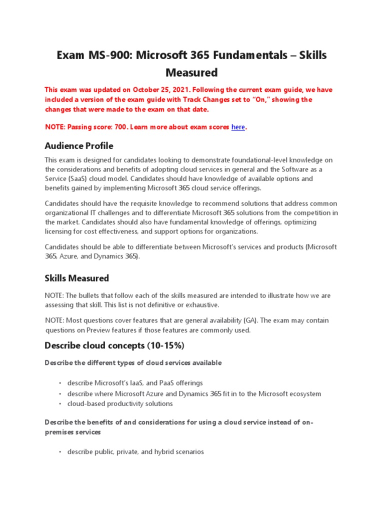MS-900 Microsoft 365 Certified Fundamentals | PDF | Cloud Computing ...