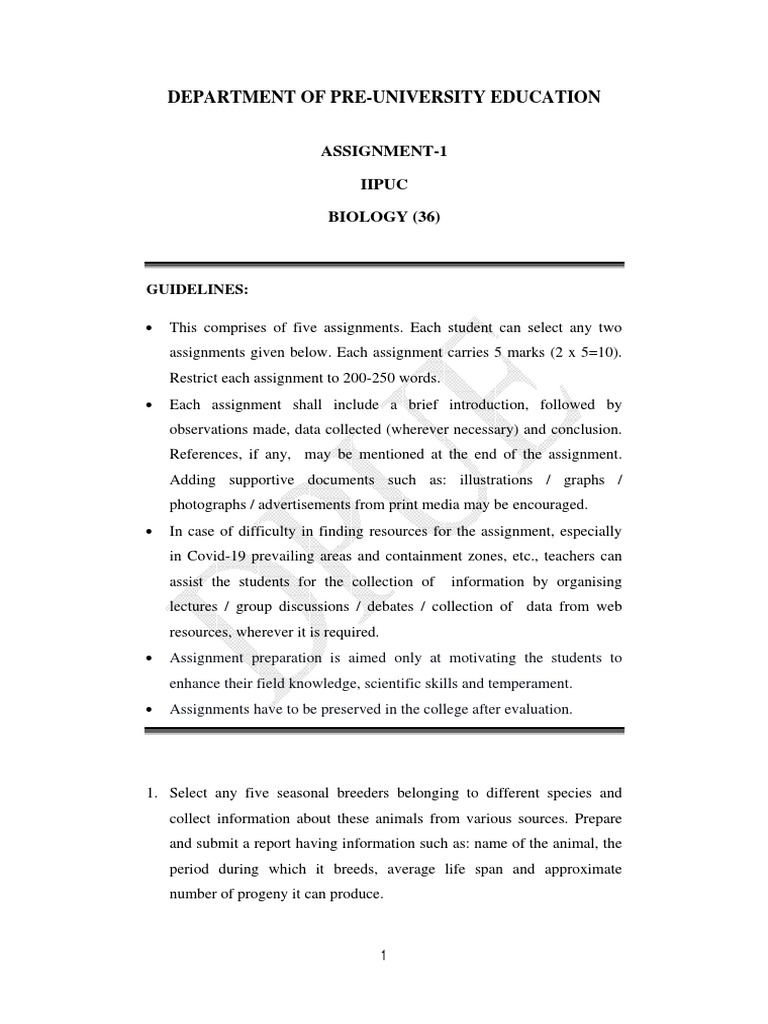 II Pu Biology Assignment-1 | PDF | Blood Type | Information