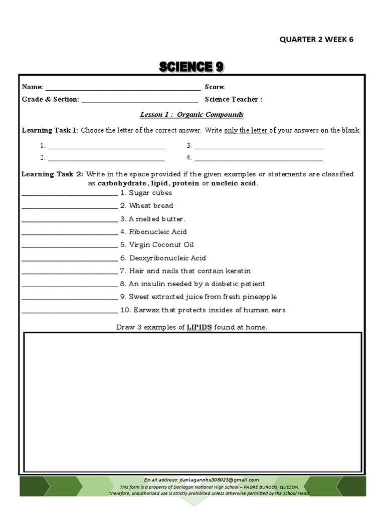 Activity Sheets Science 9 (Q2W6-W7) | PDF | Mole (Unit) | Gold