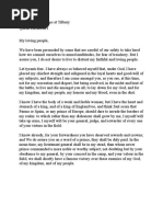 Queen Elizabeth I's Speech To The Troops at Tilbury, 1588 | PDF ...