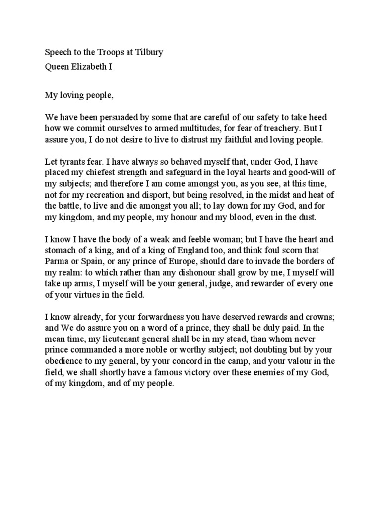Speech To The Troops at Tilbury | PDF | Love