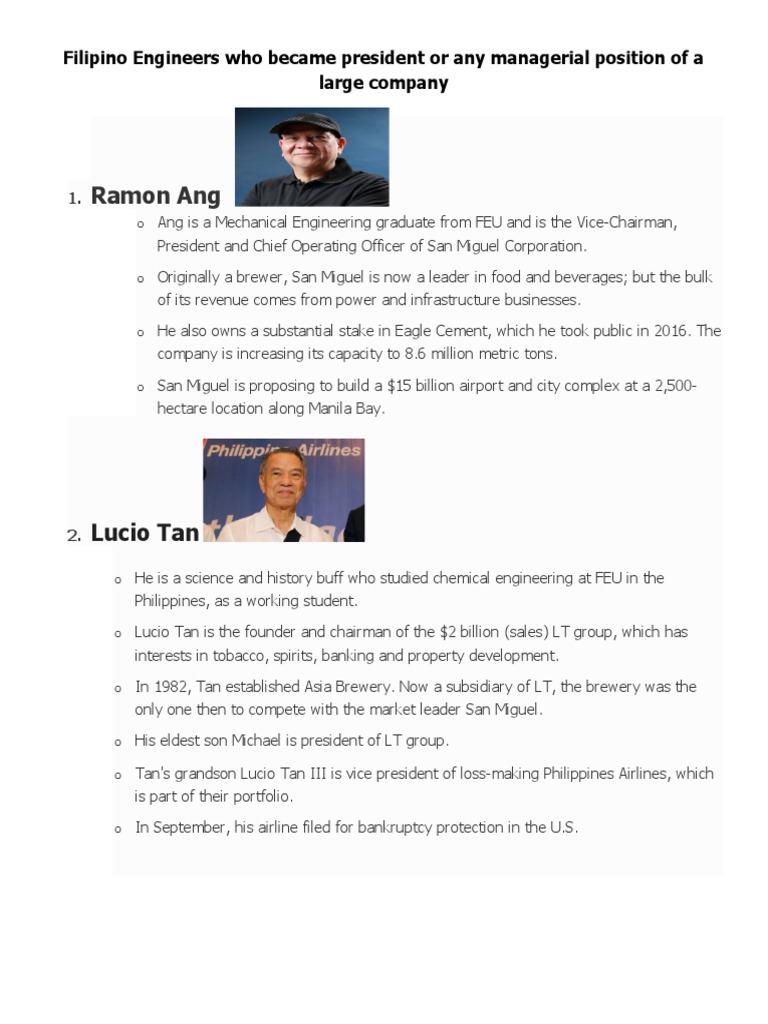 Filipino Engineers | PDF | San Miguel Corporation