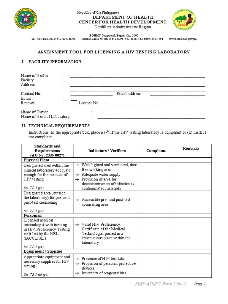 DOH HIV Testing Laboratory Assessment | PDF | Laboratories | Diagnosis ...