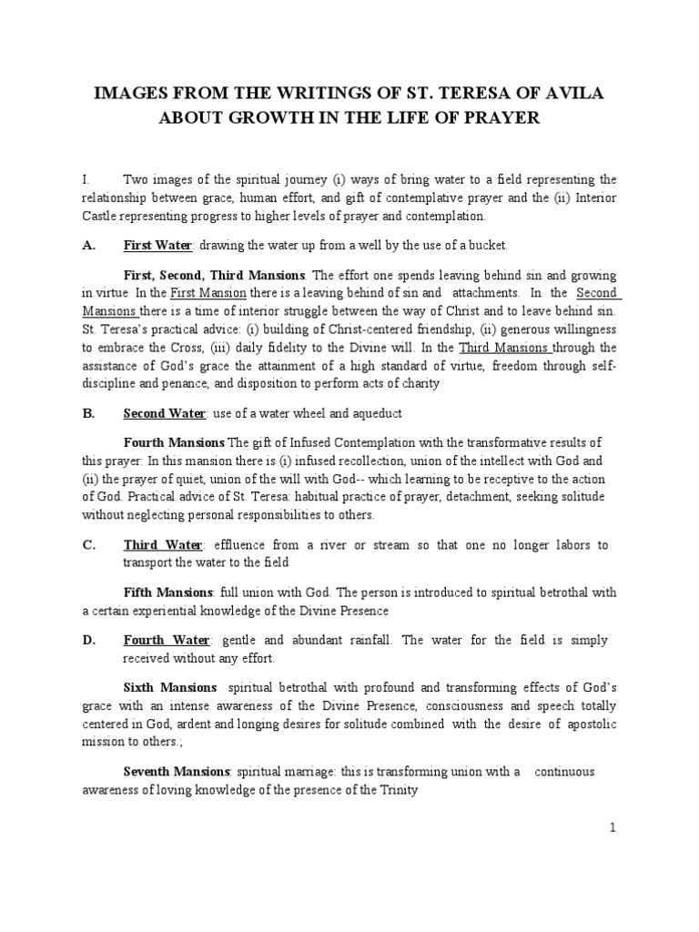 Teresa of Avila Stages of Prayer | PDF | Meditation | Prayer