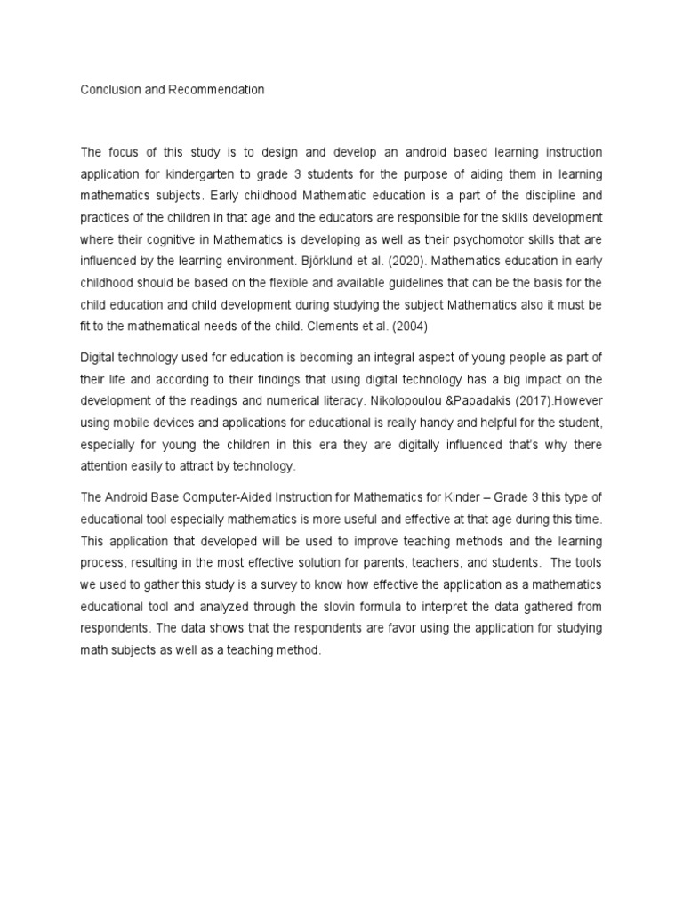 Conclusion and Recommendation | PDF | Educational Technology | Teaching ...