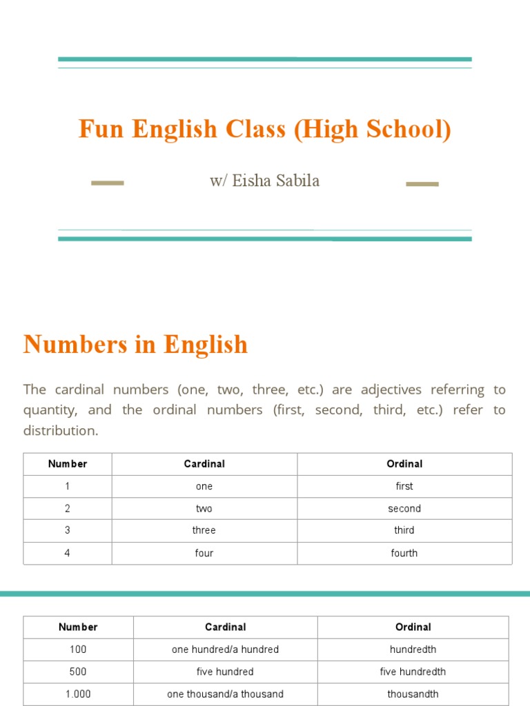 Numbers in English - Fun English Class | PDF | Mathematical Notation ...