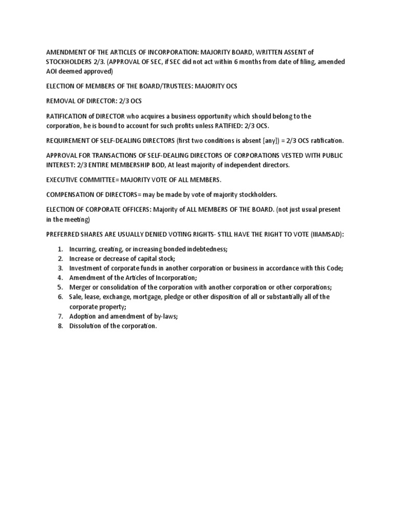 Revised Corporation Code - Votes | PDF