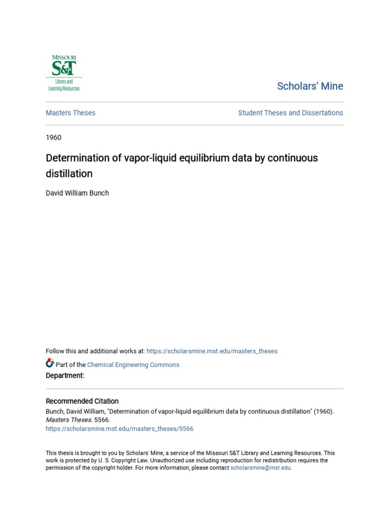 Determination of Vapor-Liquid Equilibrium Data by Continuous Dist | PDF ...