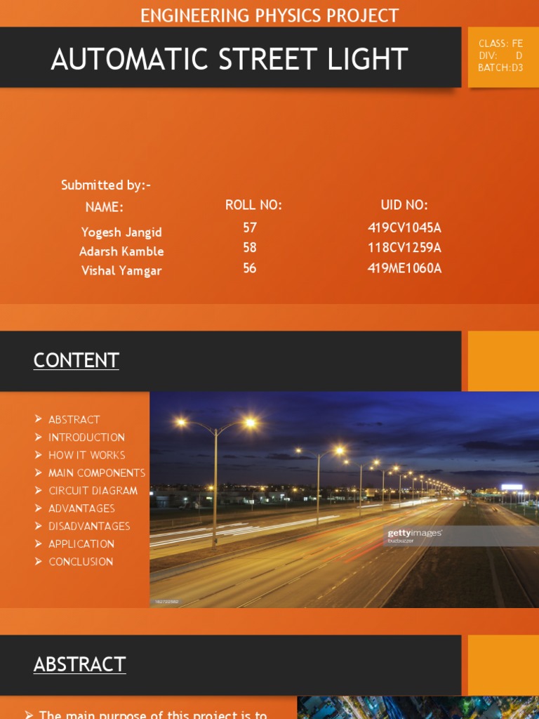 Automatic Street Light System Project | PDF | Street Light | Electric Power