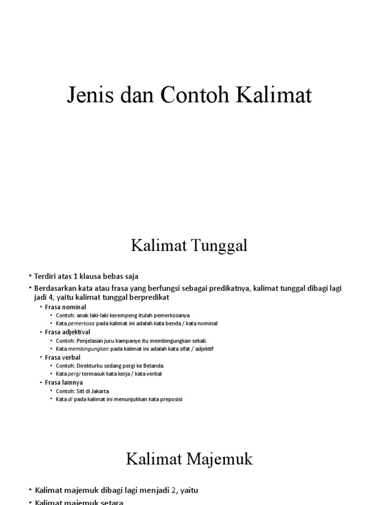 Jenis Dan Contoh Kalimat | PDF