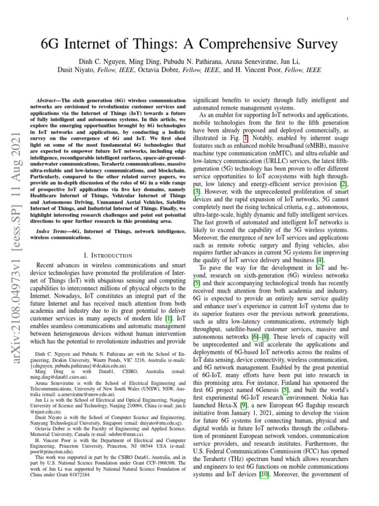 6g Internet Of Things A Comprehensive Survey Pdf Internet Of Things Computer Network