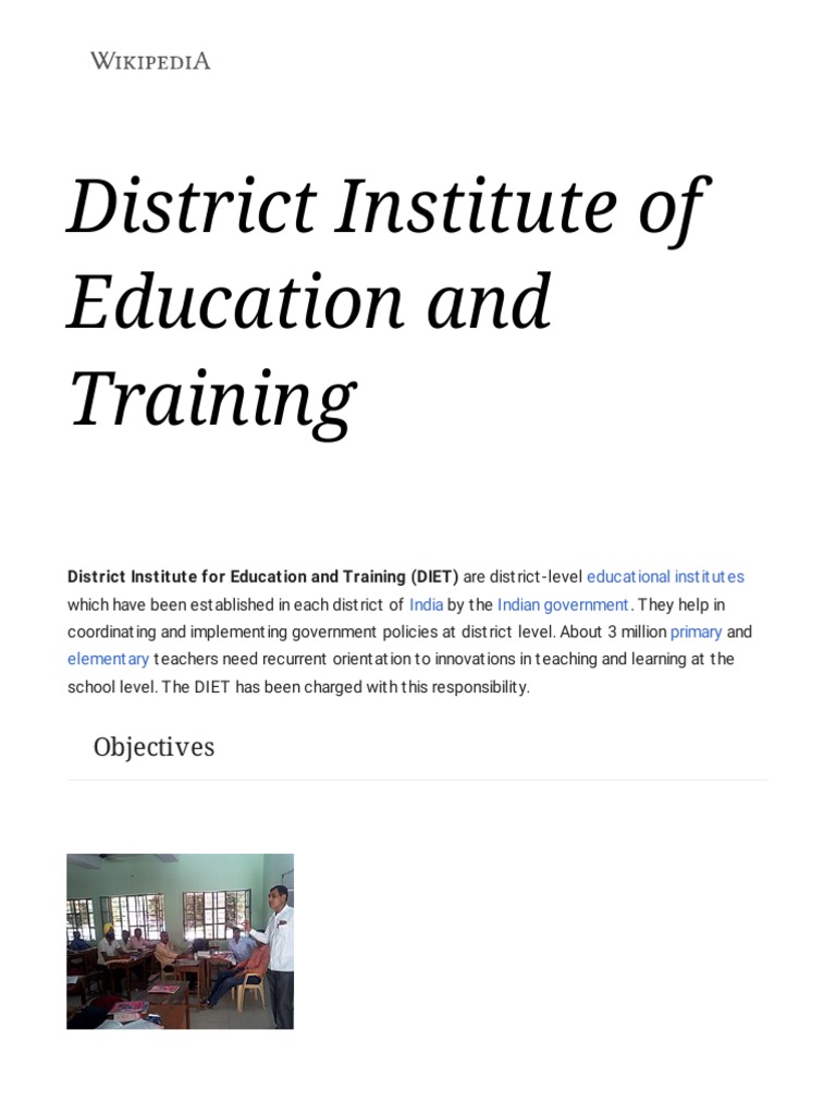 District Institute of Education and Training - Wikipedia | PDF