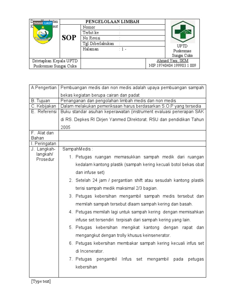 8.1.2.11 LAB SOP Pengelolaan Limbah | PDF | Kesehatan Holistik