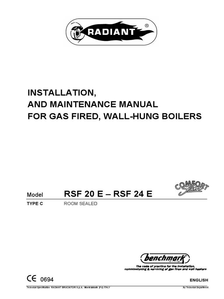 Installation, and Maintenance Manual For Gas Fired, Wall-Hung Boilers ...