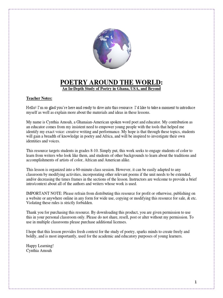 Poetry Around The World:: An In-Depth Study of Poetry in Ghana, USA ...