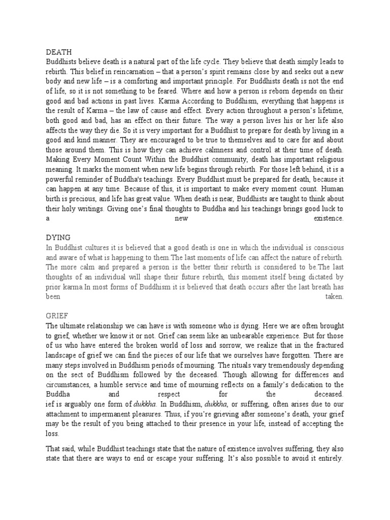Buddhism View On Death Pdf Reincarnation Death