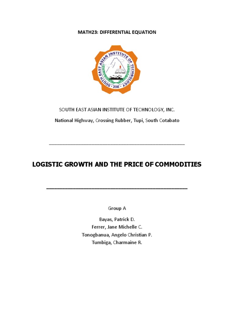 Math23: Differential Equation: Logistic Growth and The Price of Commodities | PDF | Demand ...