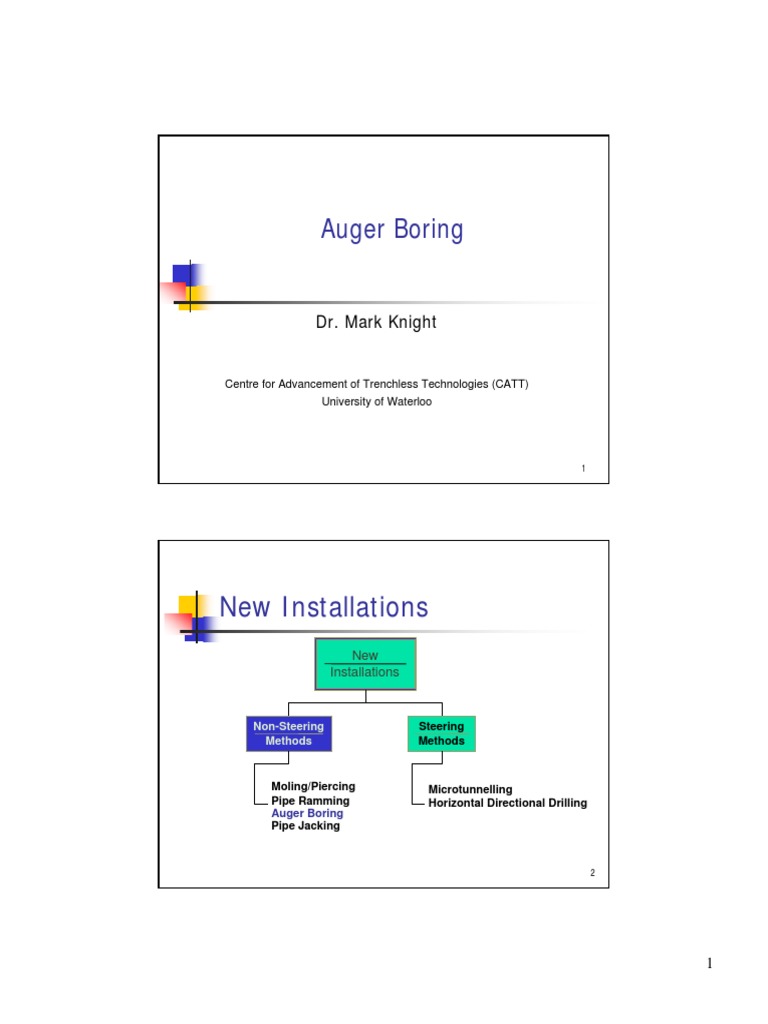 New Installations: Auger Boring | PDF | Pipe (Fluid Conveyance ...