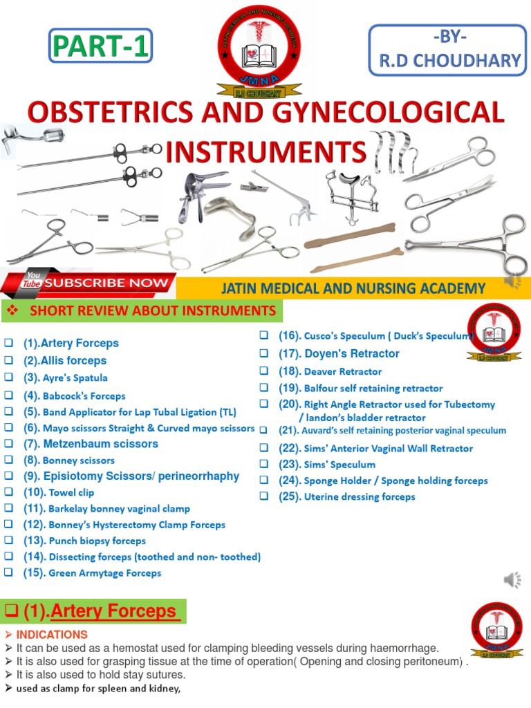 Obstetrics and Gynecological Instruments | PDF | Vagina | Caesarean Section