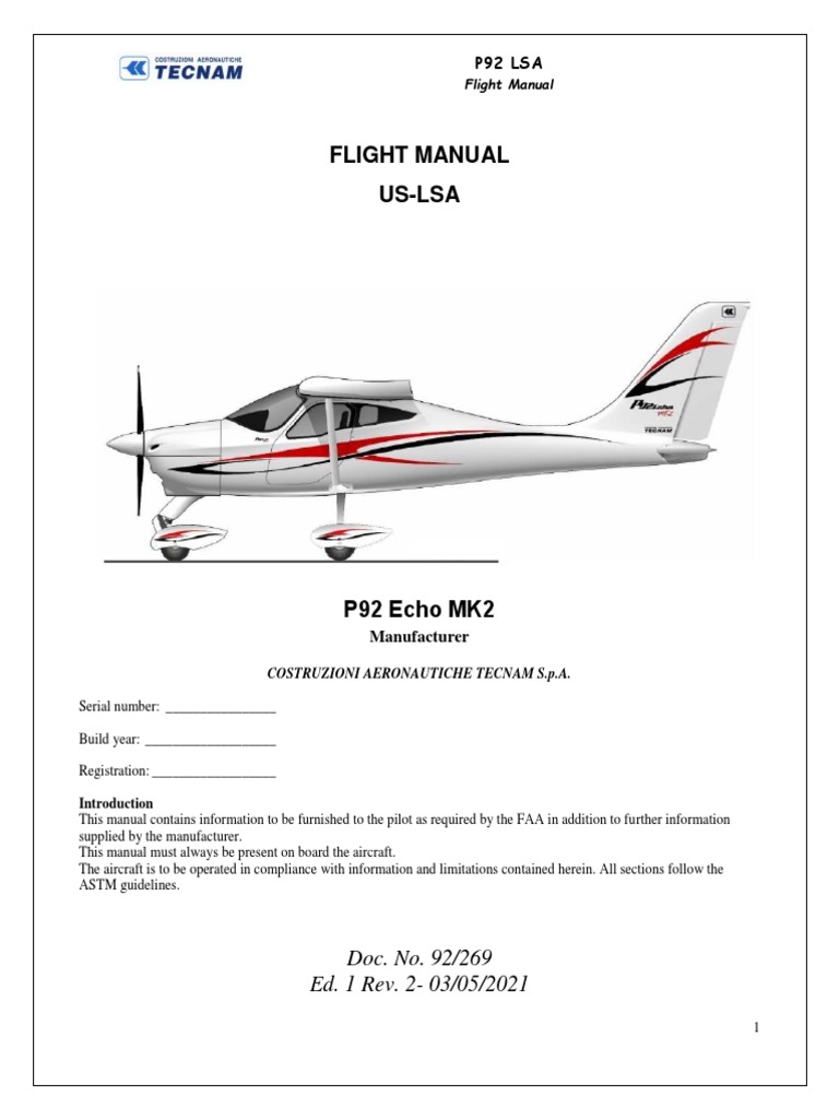 Flight Manual Us-Lsa | PDF | Airspeed | Landing Gear