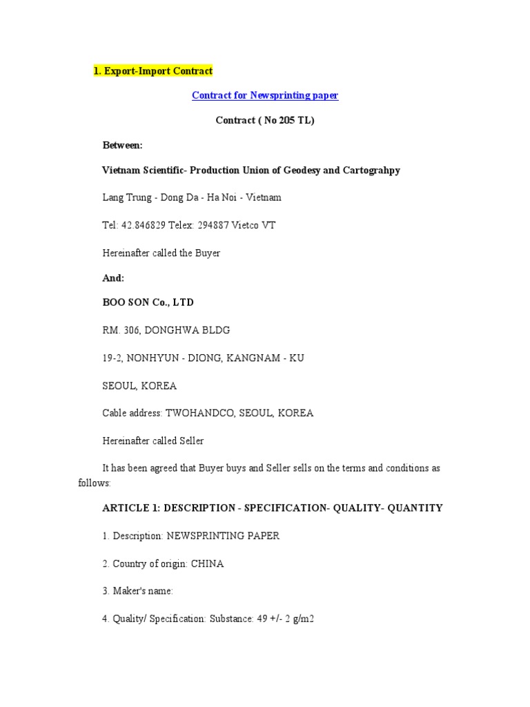 International Business Contract | PDF | Confidentiality | Letter Of Credit