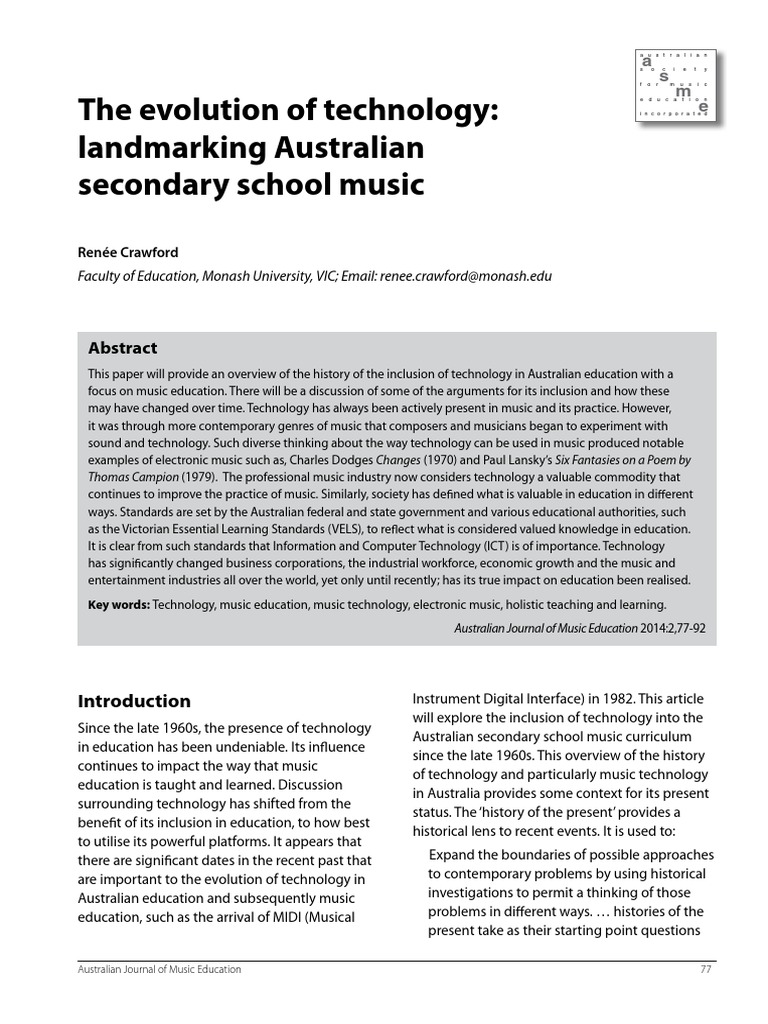 Evolution of Music Technology in Australia | PDF | Educational ...