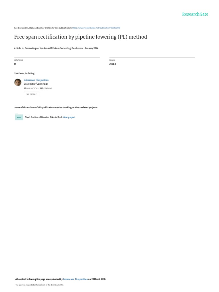 Free Span Rectification by Pipeline Lowering (PL) Method | PDF ...