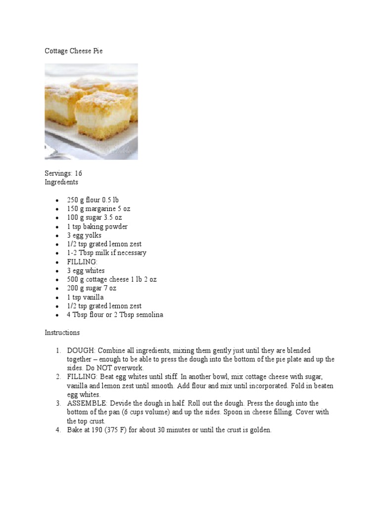 Recipe - Cottage Cheese Pie | PDF